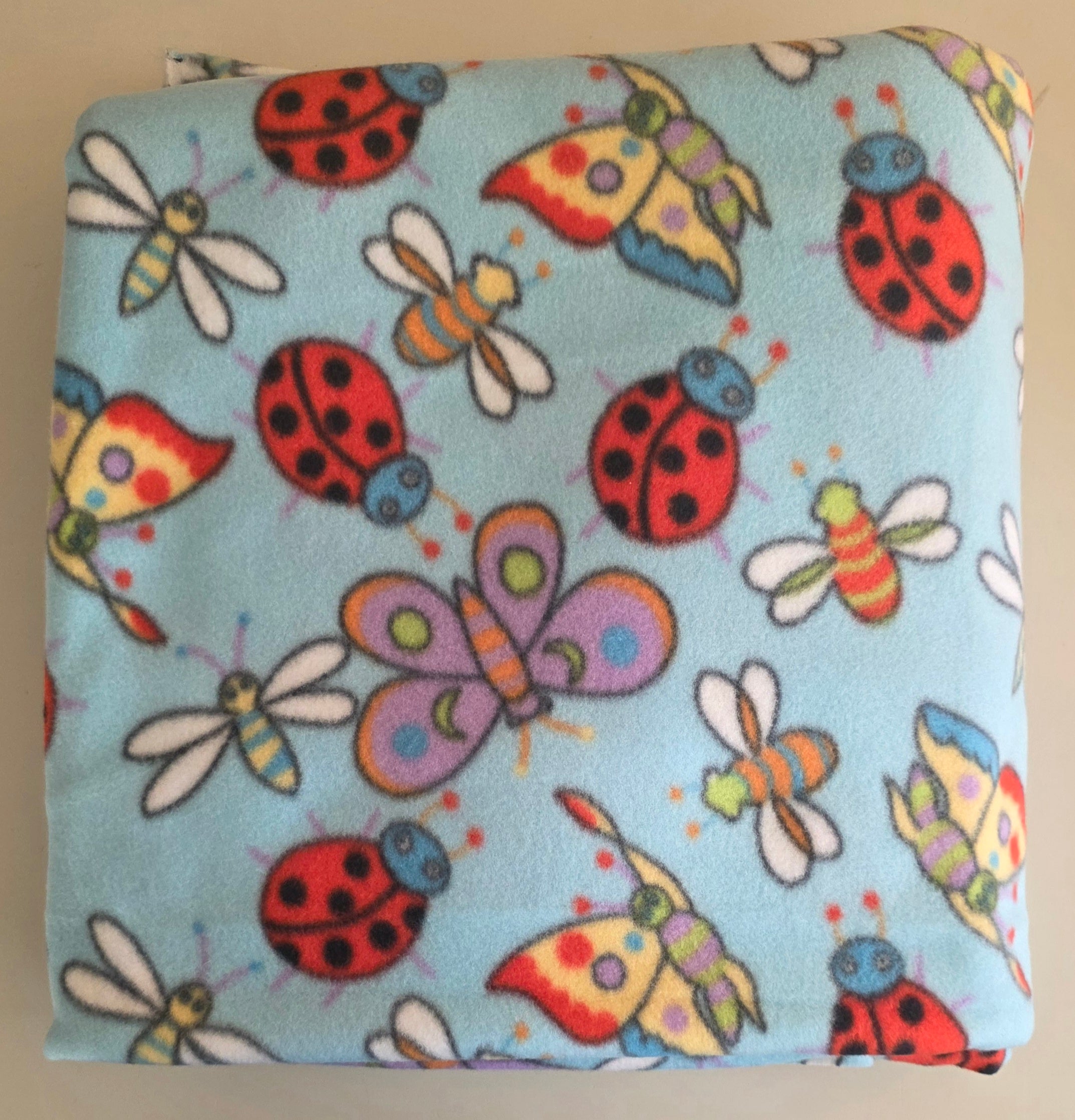 3 Yard Cut - Polar Fleece Anti Pill - Bugs on Sky Blue - 100% Poly 58 ...