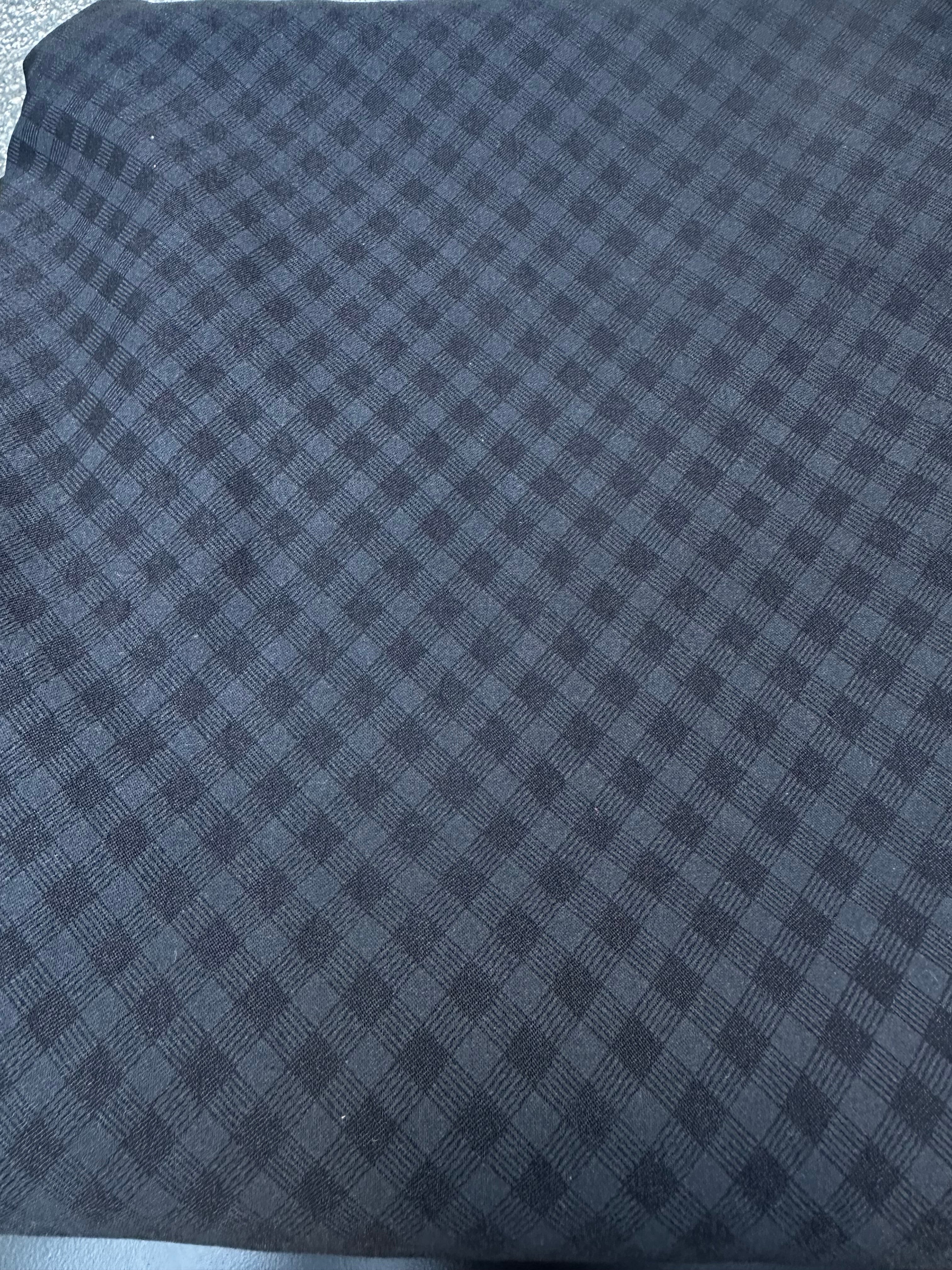 $30 Whole 5 Yard Cut - 2 Way Poly Spandex - Printed Black on Black Che ...