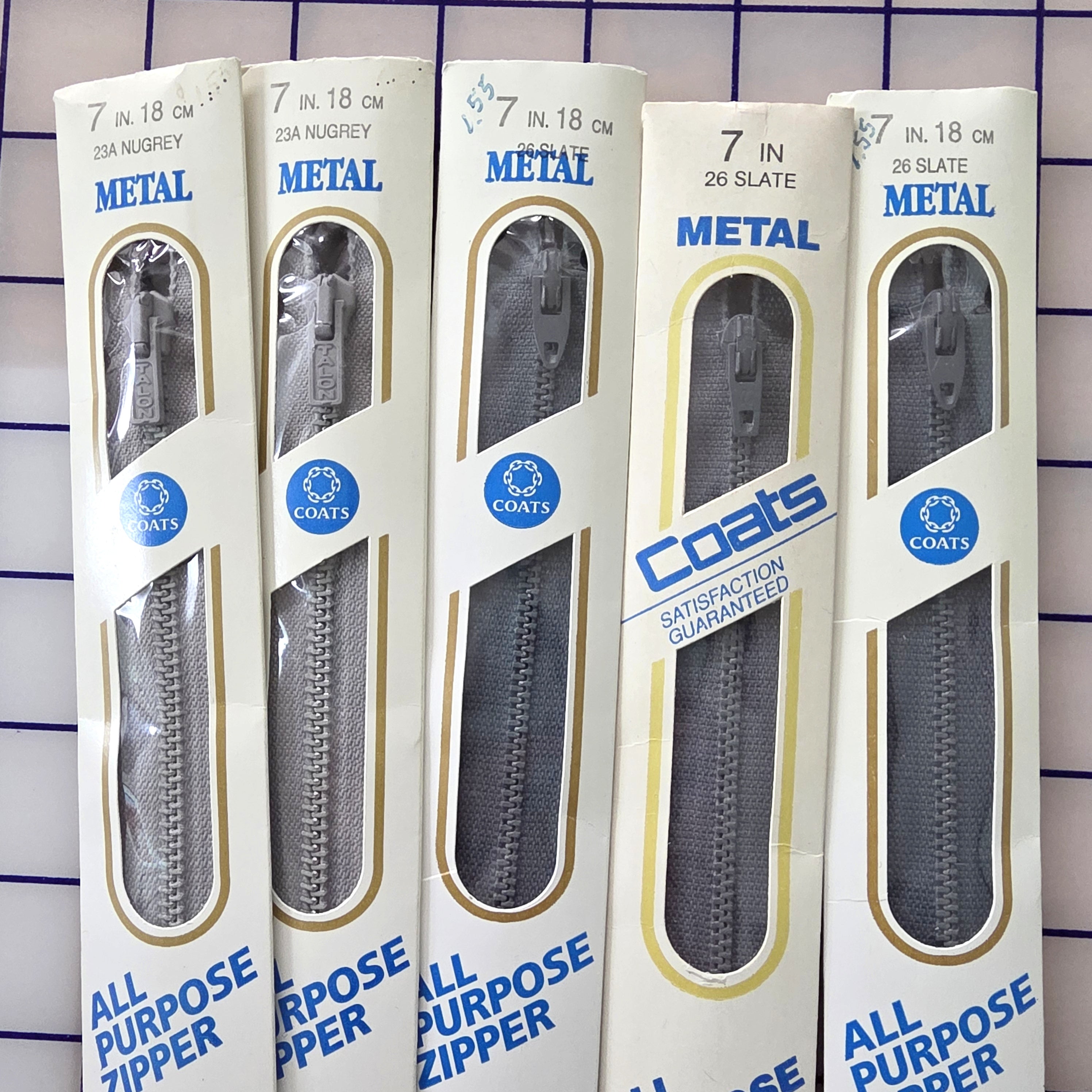Zipper LOT Metal All Purpose 7" Gray Group 5 Zippers – Sew Snip