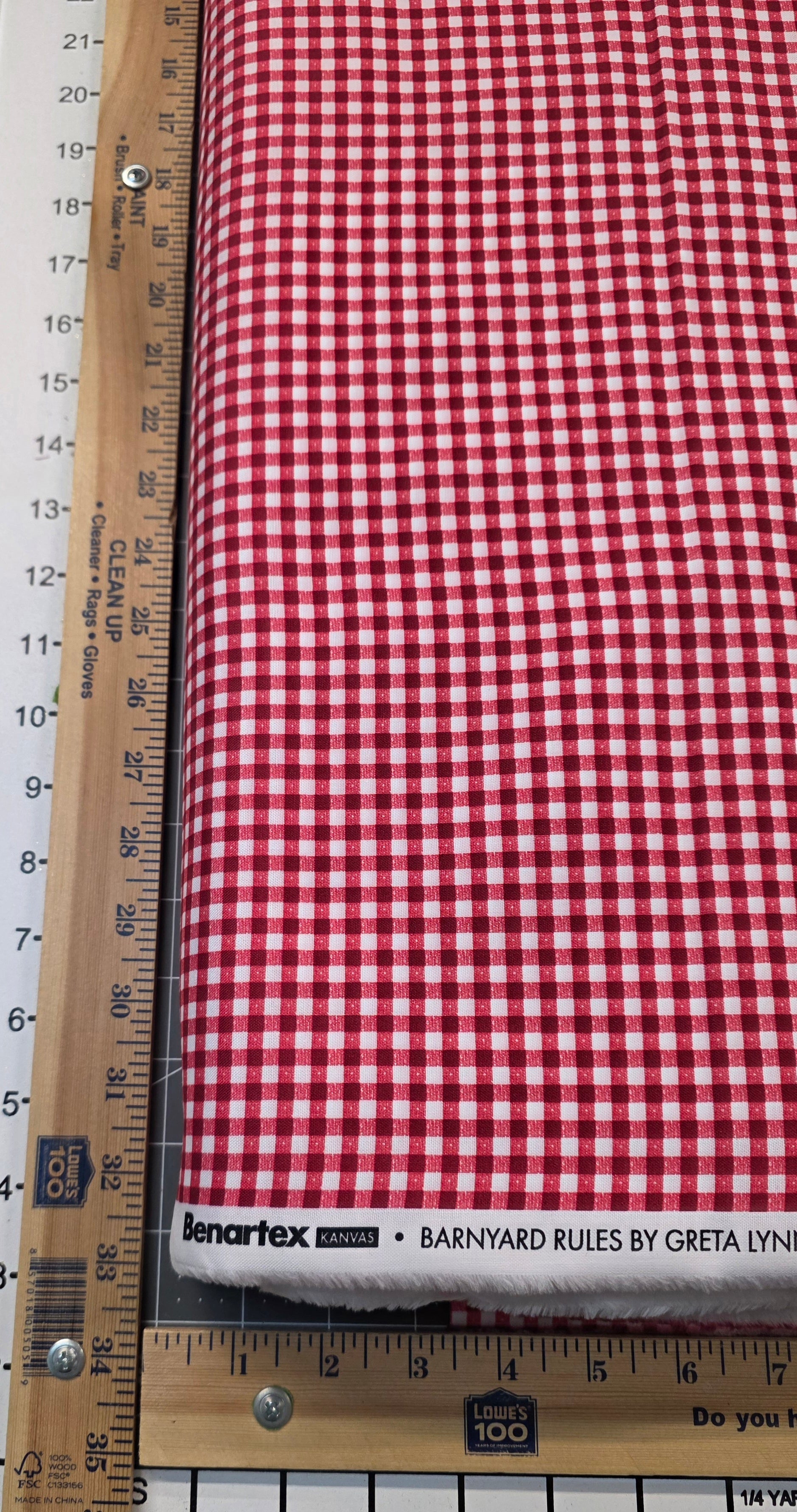 Gingham Check - Check Red - 44 Inches Wide 100% Cotton - Benartex Fabr ...